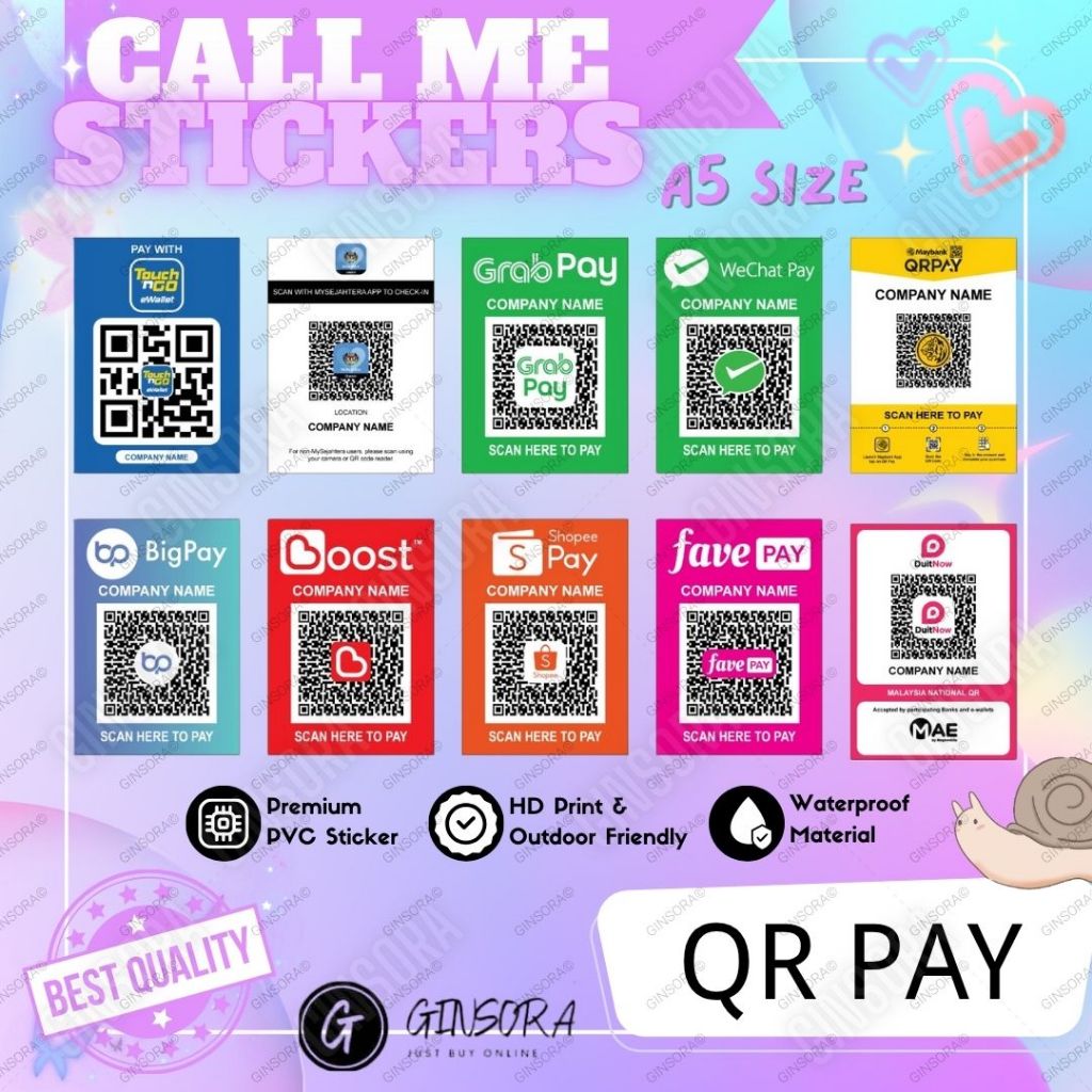 A5 QR KOD PAPAN Code Pay Standee E-Wallet Sticker (Touch 'n Go/Grab/Boost/Duitnow) - Acrylic ...