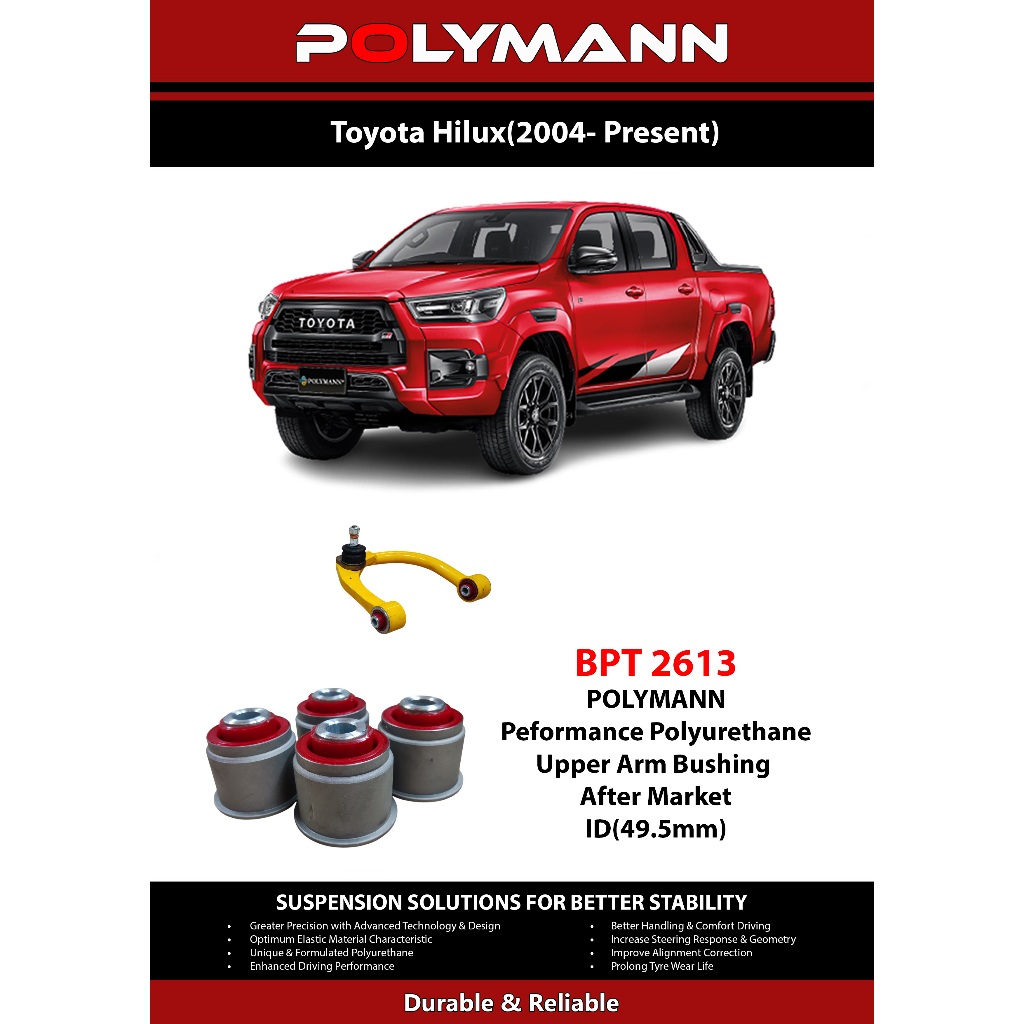 Polymann Toyota Hilux Vigo BPT (2004-Present) Upper Arm Polyurethane PU ...
