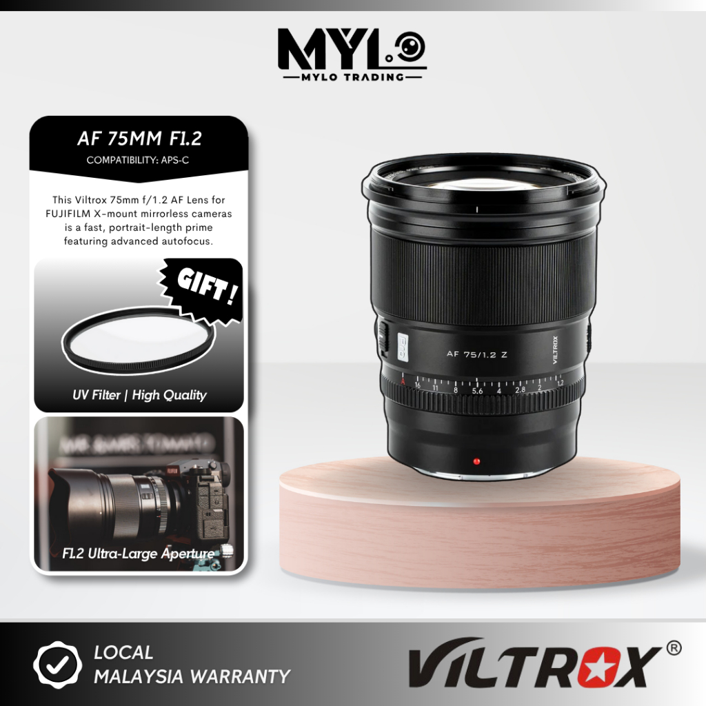 VILTROX AF 75mm F1.2 XF Auto Focus Large Aperture Prime Lens Designed for Fujifilm XF | Nikon Z ...