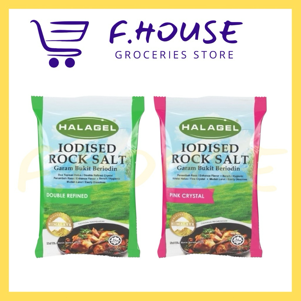Halagel Himalaya Iodised Rock Salt - Double Refined/Pink Crystal (400g ...