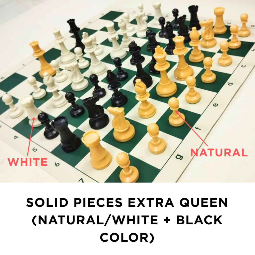 Chessmart Solid Chess Set 34pc extra queen, King height 96mm ...