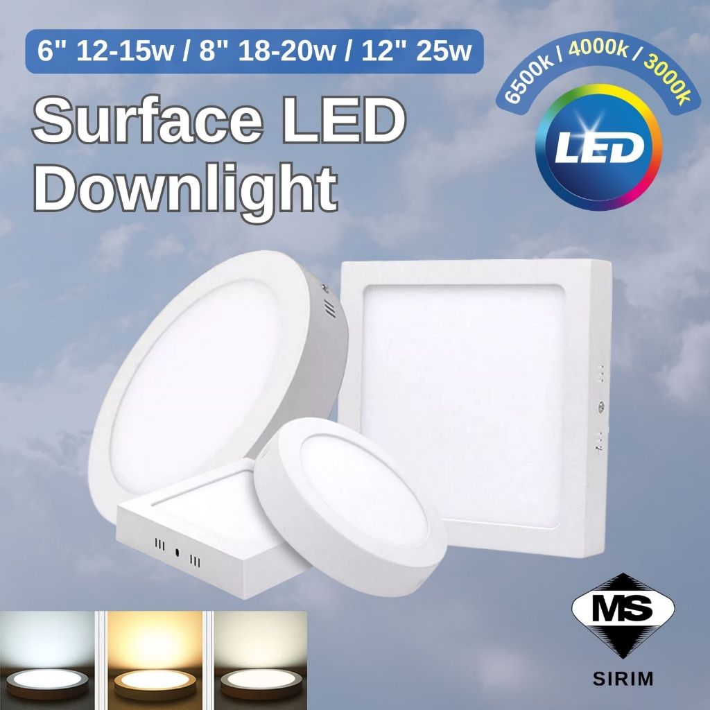 [SIRIM] Surface LED Downlight Premium Quality, 6"/8"/12" Daylight ...