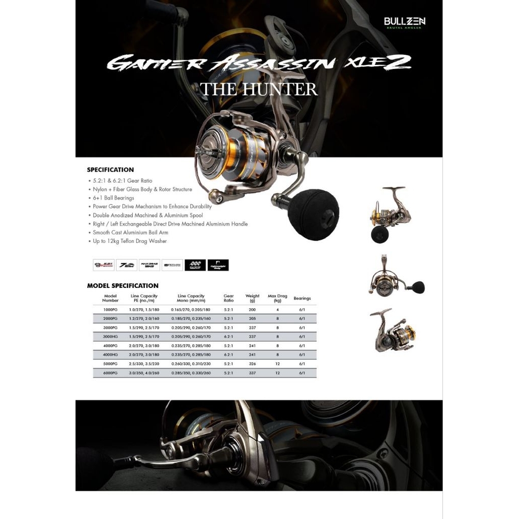 BULLZEN GAMER ASSASSIN XLE 2 SPINNING FISHING REEL (2025 NEW IMPROVE ...