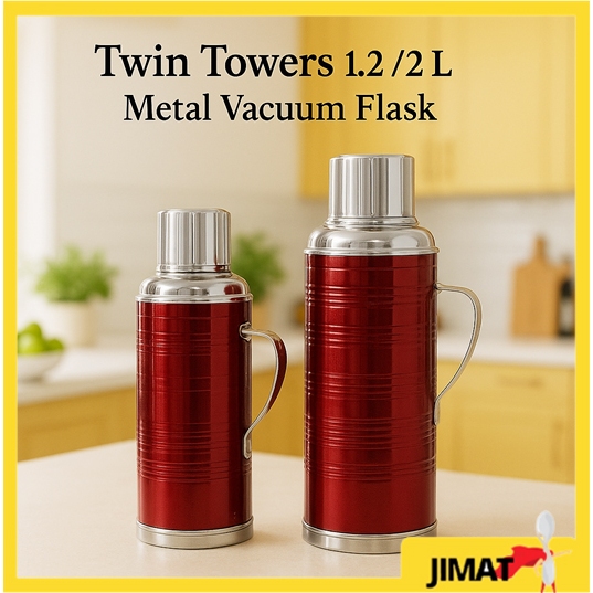 JIMATHERO-TWIN TOWERS 1.2Litre/2.0Litre Metal Vacuum Flask | Thermos ...