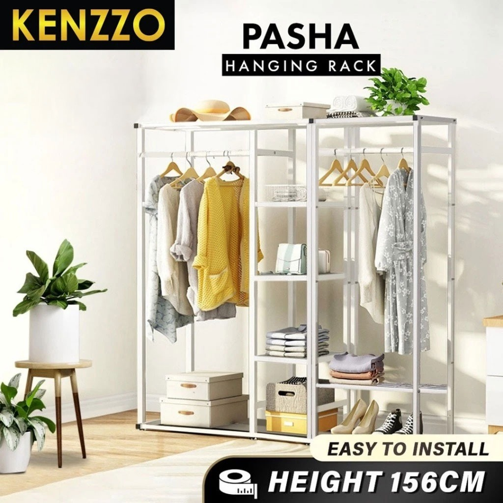 Almari Baju Besi Size Lagi Besar & Stabil Steel Open Wardrobe with ...