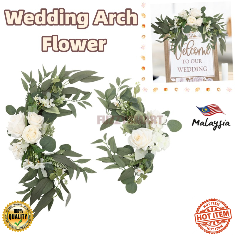 2PCS Wedding Arch Flower Swag Set for Wedding Welcome Signs Floral Swag ...