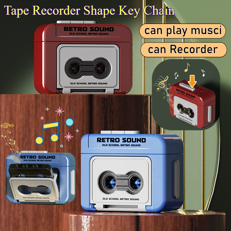 Tape Recorder Shape Key Chain Retro Music Box Record Player Mini Retro ...