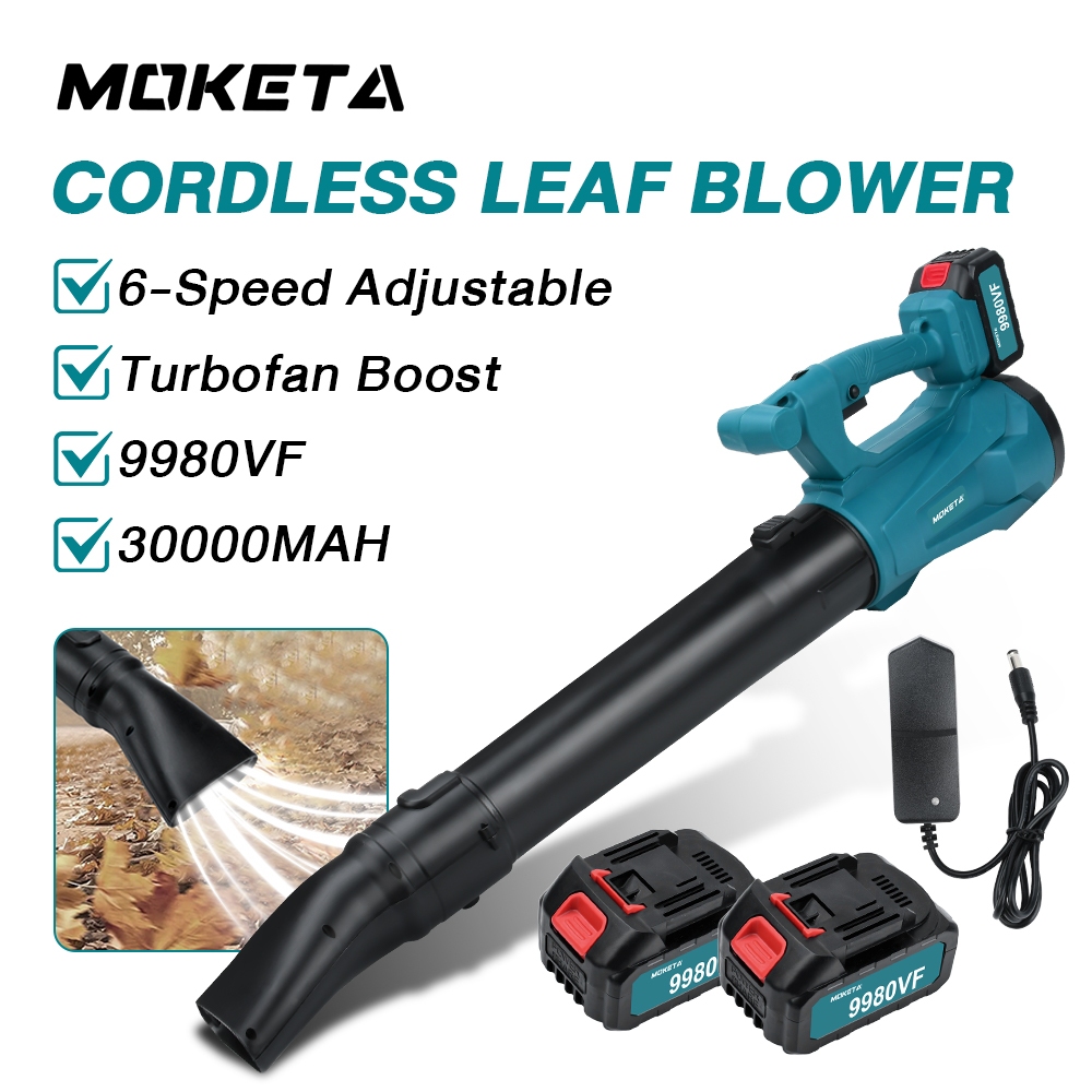 MOKETA Cordless Air Blower Angin Heavy Duty Electric Handheld Leaf ...