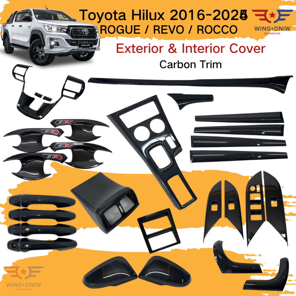 Toyota HILUX ROGUE REVO ROCCO 2016-2025 Carbon Trim Interior & Exterior ...
