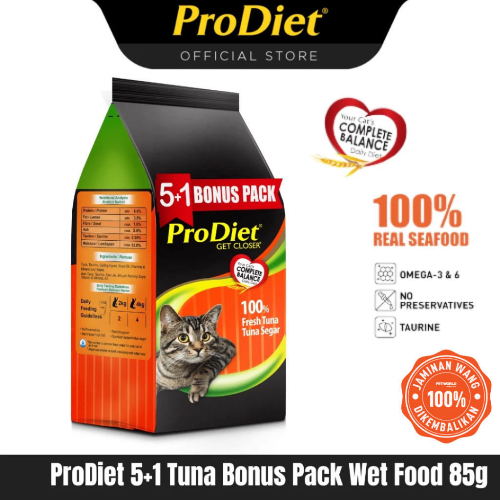 [Buy 5 Free 1 Bonus Pack] ProDiet Wet Cat Food - Tuna (85g) | Shopee ...