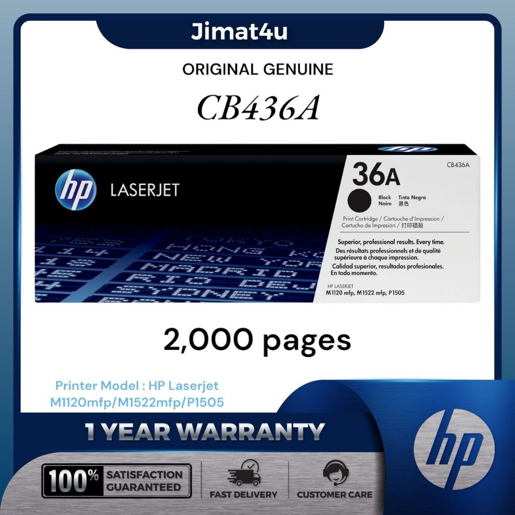 HP CB436A 436A 36A Black Original LaserJet Toner Cartridge | Shopee Malaysia