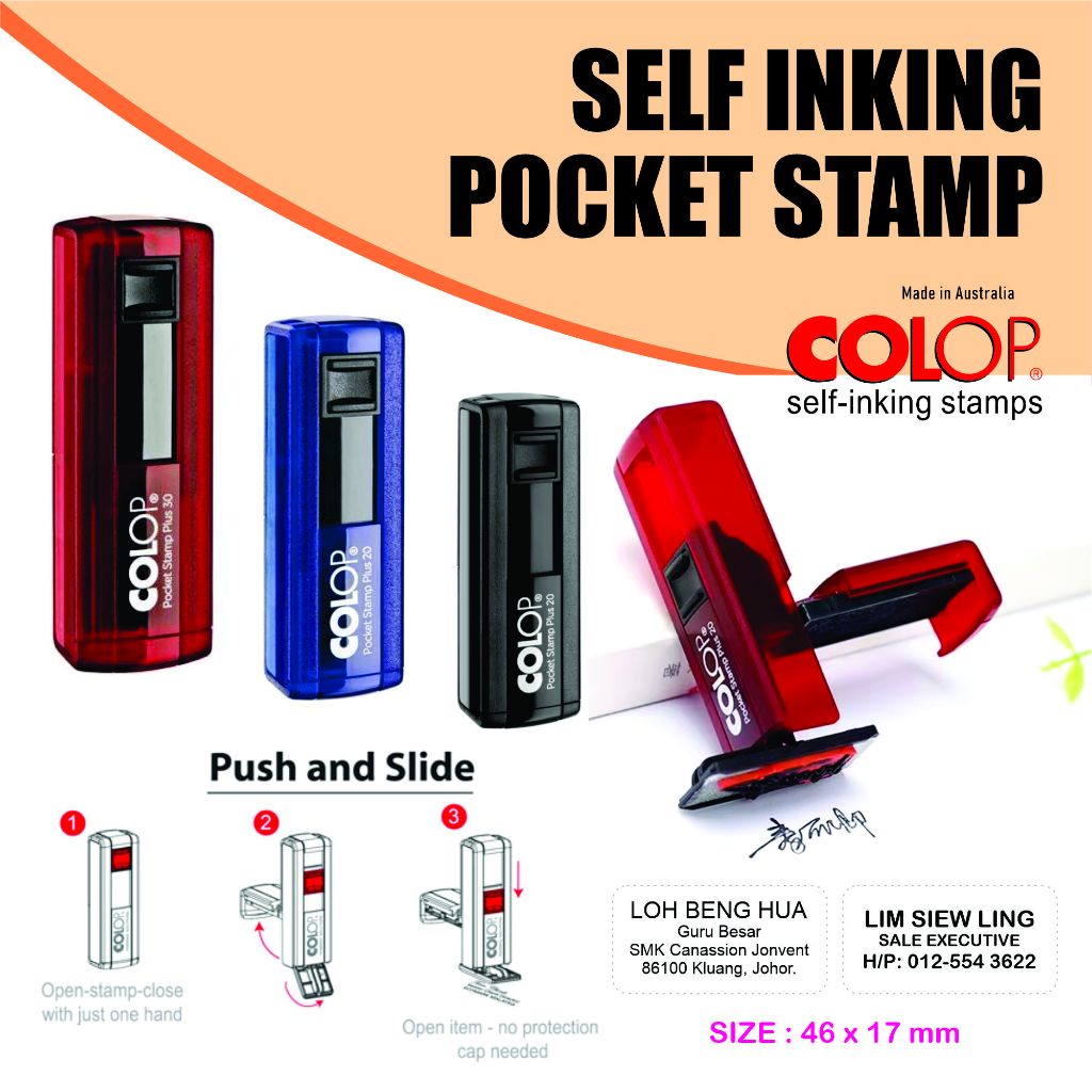 Rubber Stamp COLOP Printer Line Self-Inking Stamp Pocket Plus 20 / 30 ...