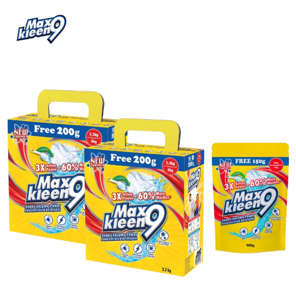 [BUY 2 FREE 1 900G] Maxkleen 9 Super Enzyme Powder Detergent (3kg ...