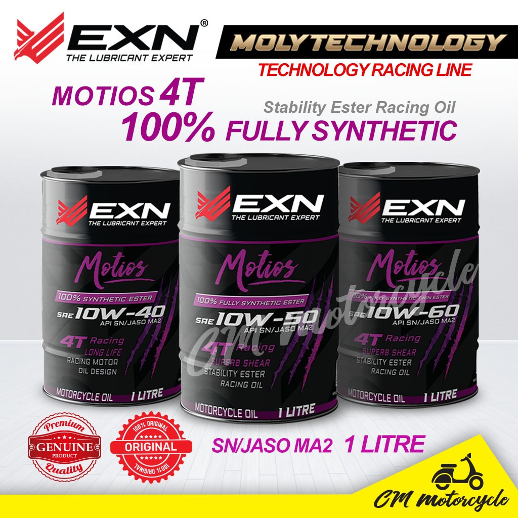 EXN MOTIOS 4T 100% FULLY SYNTHETIC 10W-40 10W-50 10W-50 Motorcycle ...