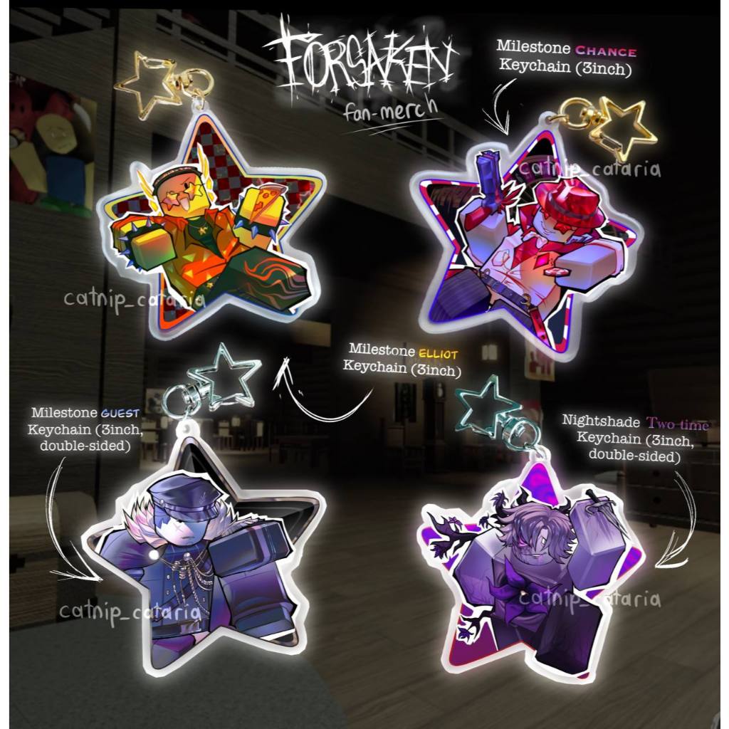 FORSAKEN ROBLOX KEYCHAIN, Milestone Guest | Two time | Elliot | Chance ...