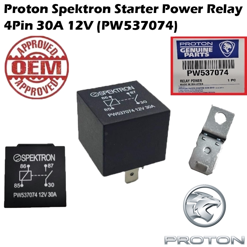 Proton Spektron Starter Power Relay 4-Pin 30A 12V (PW537074) | Shopee ...