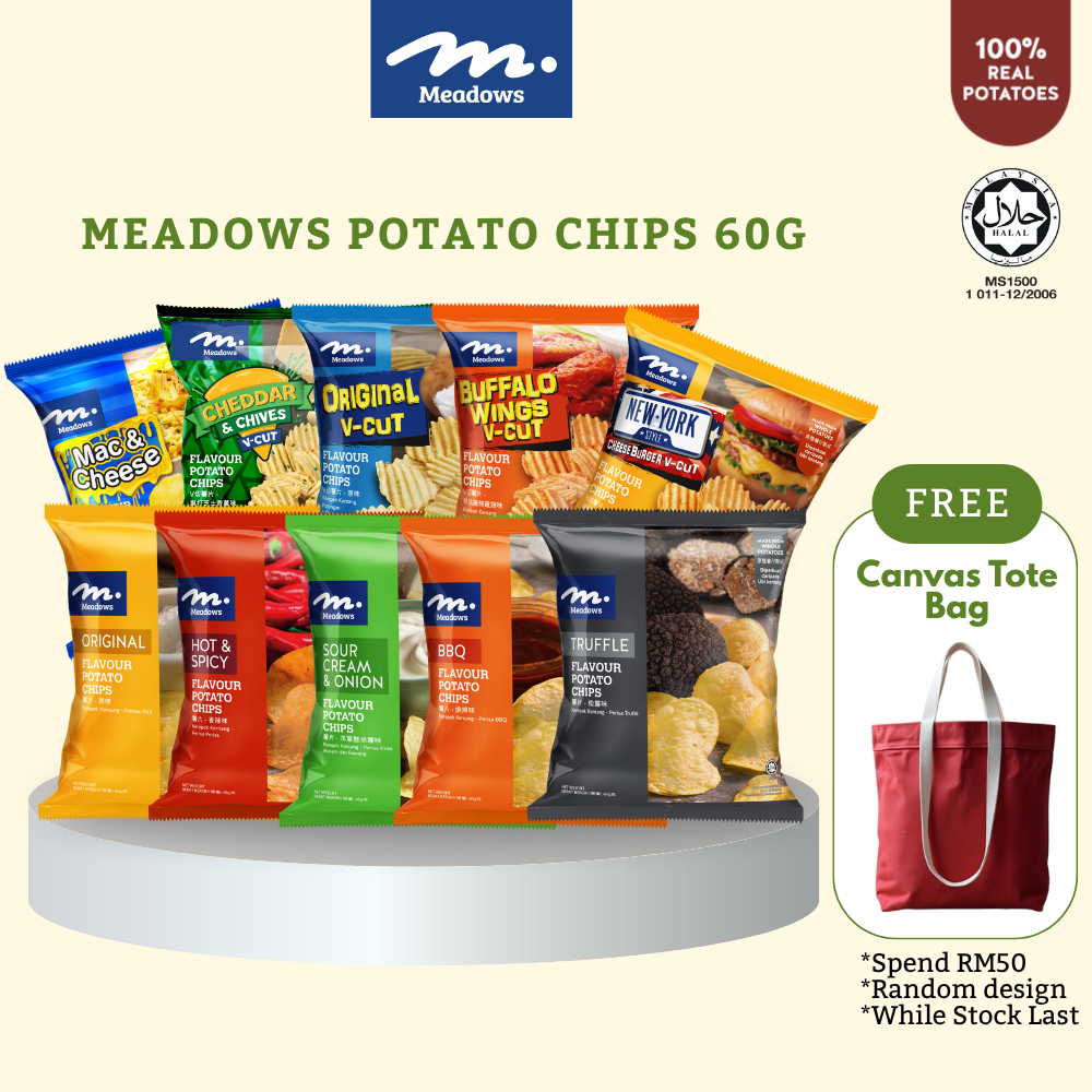 Meadows Potato Chips 60g - Truffle/Sour Cream&Onion/BBQ/Hot&Spicy/Mac ...