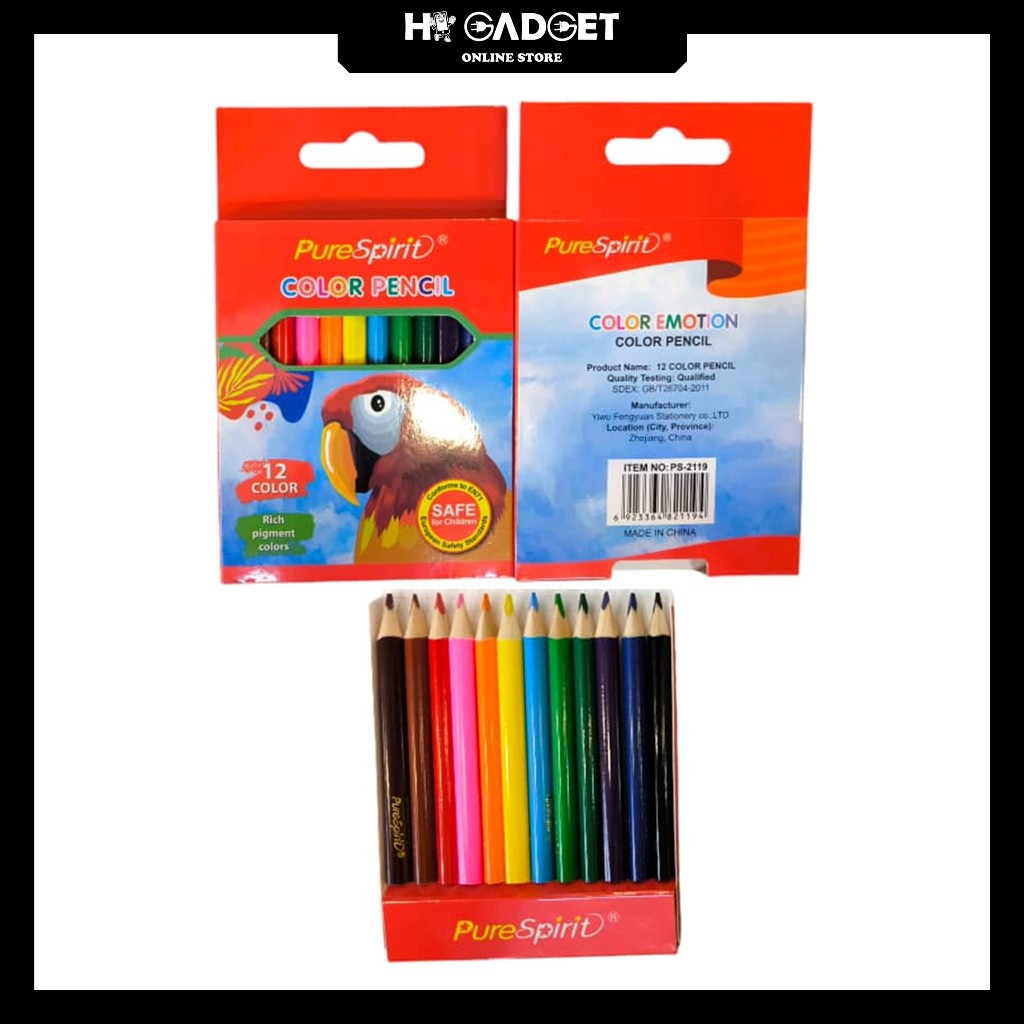 PURESPIRIT PS-2119 12 COLOR MINI PENCIL | FOR DRAWING, COLORING ...