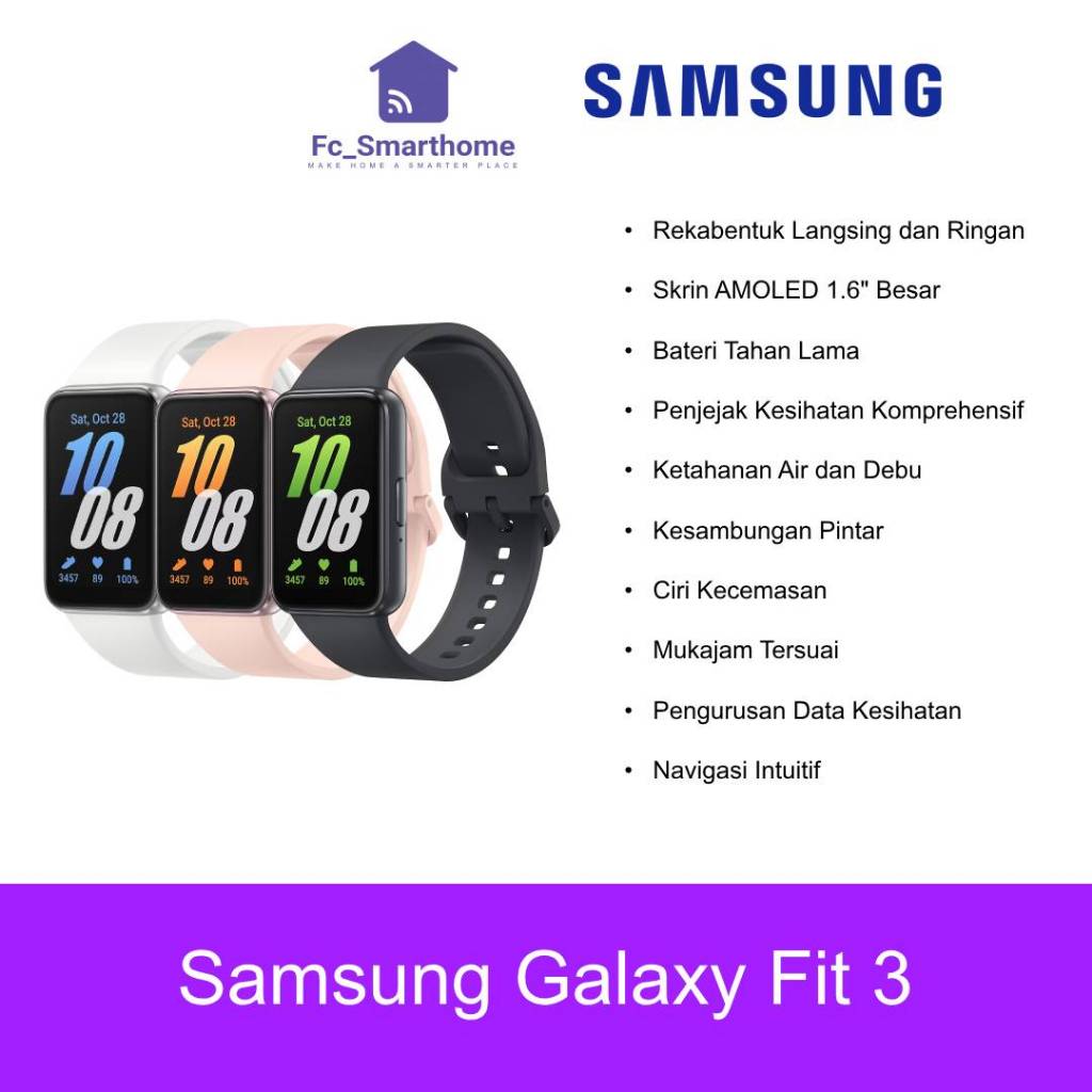 Samsung Galaxy Fit 3 | Rekabentuk Langsing dan Ringan | Skrin AMOLED 1. ...