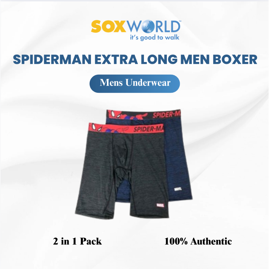 [SOXWORLD] Spiderman Men Boxer Extra Long (2 pcs) 77-2001 | Shopee Malaysia