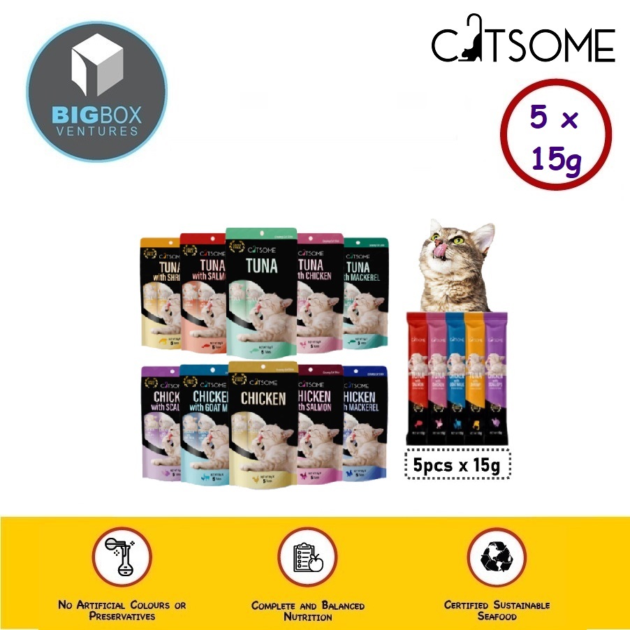 Catsome Grain Free Creamy Cat Stick 75g (5 sticks) Cat Stick Treat Cat ...