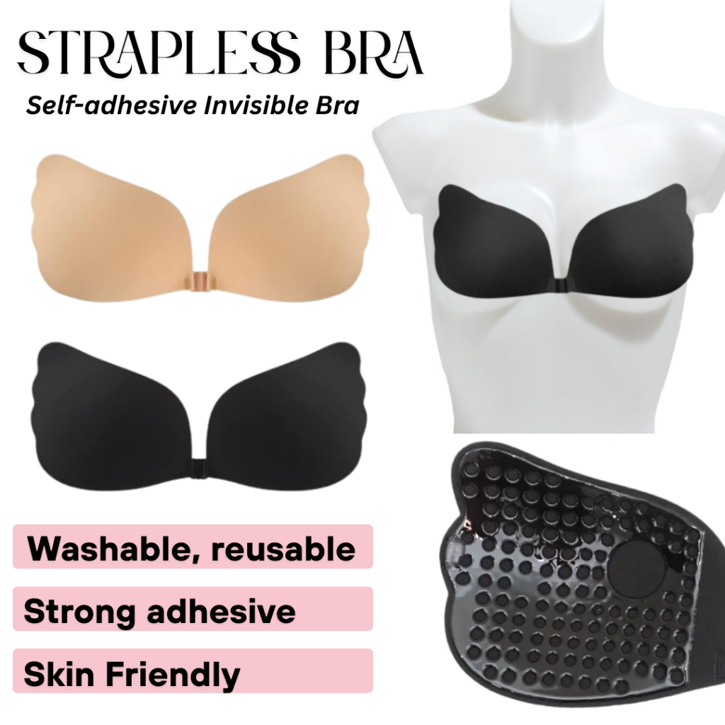 KND Seamless Adhesive Wings Bra Freebra Nu Bra Push Up Dress Gown Bras聚拢乳贴胸罩 | Shopee Malaysia