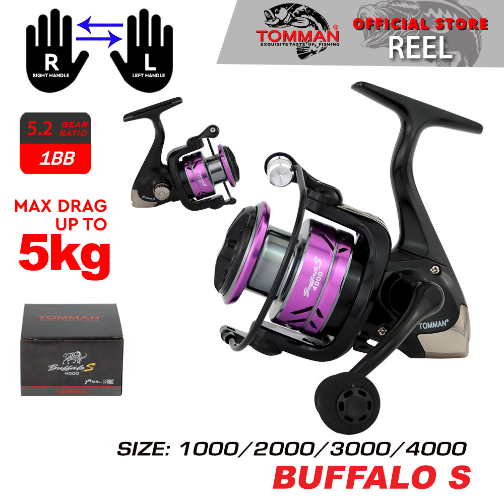 Tomman Buffalo S Mesin Pancing Spinning | 5kg Max Drag | Right Left ...