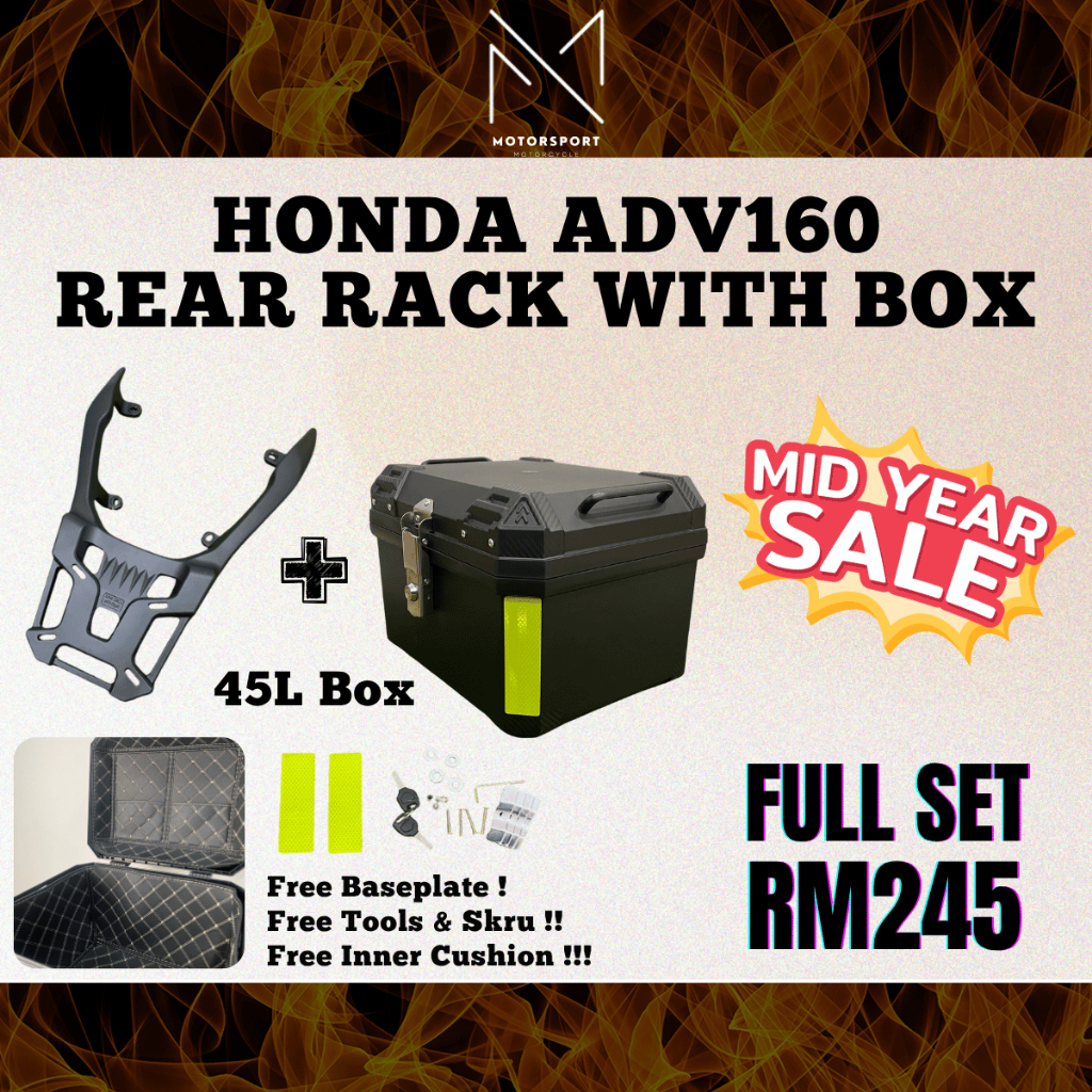 HONDA ADV160 Rack With Box Monorack Top Box 37L 47L 55L Bracket Rack ...