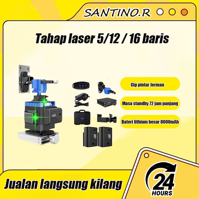 SANTINO 12/16 Lines Adjustable Laser Level 360° Rotary Indoor Outdoor ...