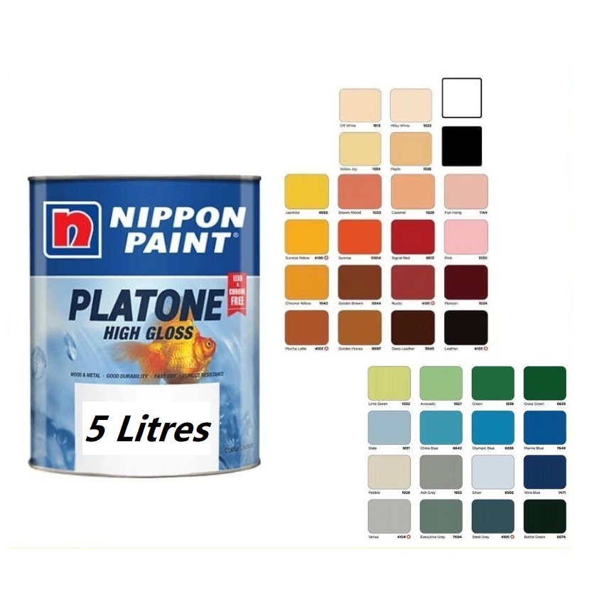 MKR 5L Nippon Paint Platone High Gloss Wood & Metal Paint Cat Kayu ...
