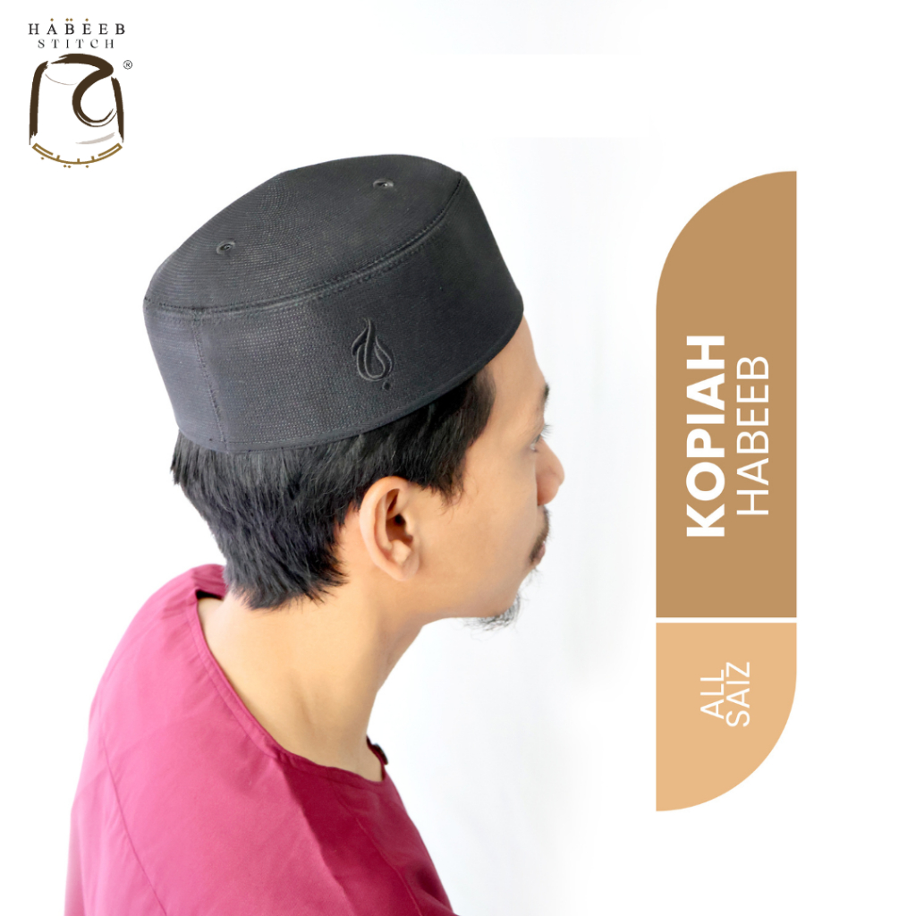 KOPIAH EKSKLUSIF HABEEB STITCH HITAM & PUTIH (BERKOTAK) | Shopee Malaysia