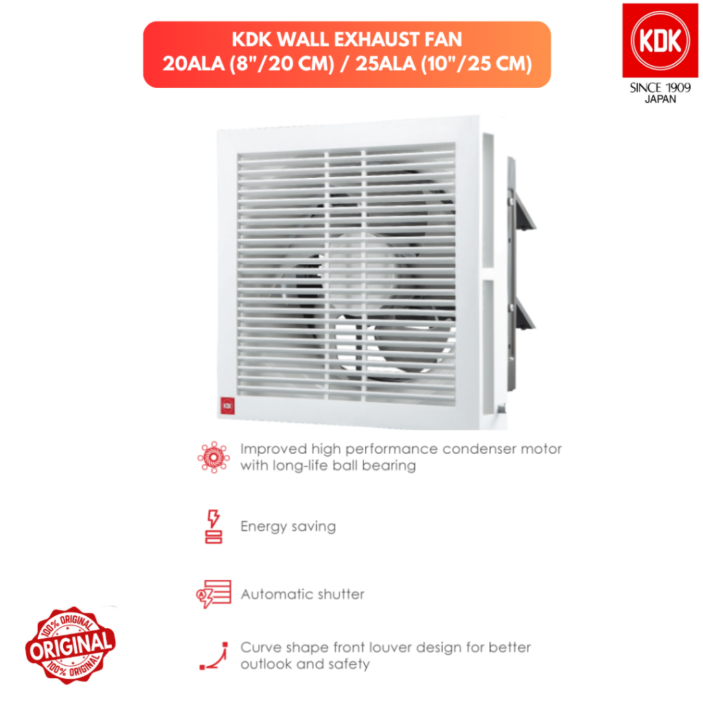 KDK 20ALA / 25ALA WALL MOUNT PROPELLER EXHAUST FAN ( 20cm/8″ ) / ( 25cm ...