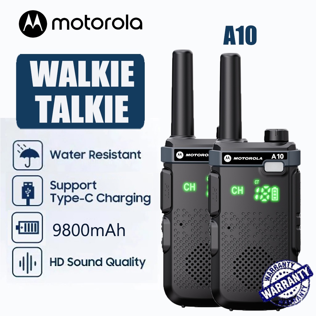 2pcs Motorola Walkie Talkie Mini A10 10W 199 Channels UHF Dual Band ...