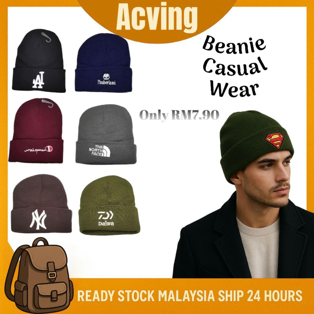 🇲🇾SnowCap Knitted Hat Winter Warm Beanie Hat For Men Women | Shopee ...