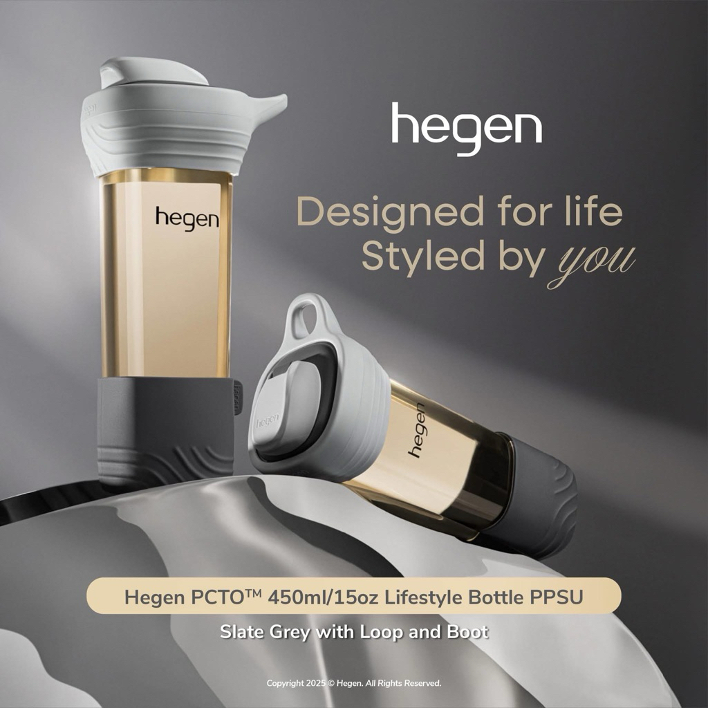 Hegen PCTO™ 450ml/15oz Lifestyle Bottle PPSU Slate Grey with Loop and ...
