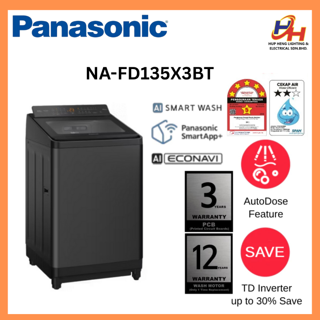 Panasonic 13.5kg Powerful Clean & Convenient Top Load Washing Machine ...