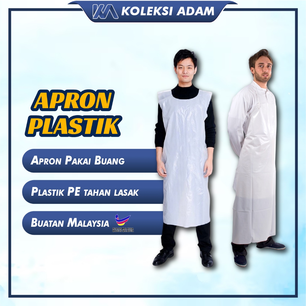 Apron Plastik Pakai Buang 20pcs / Disposable Plastic Apron Waterproof ...