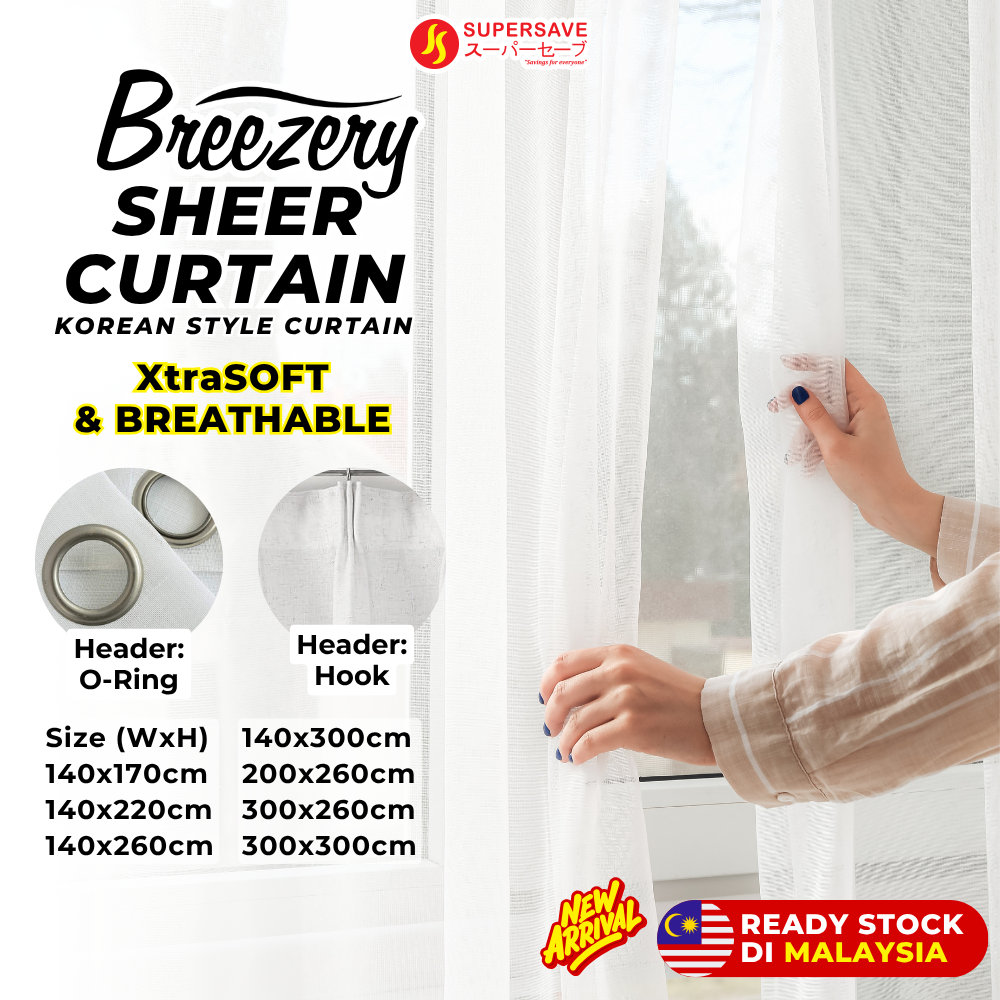 SUPERSAVE Breezy Sheer Curtain Day Curtain Daylight Langsir Sheer Putih ...