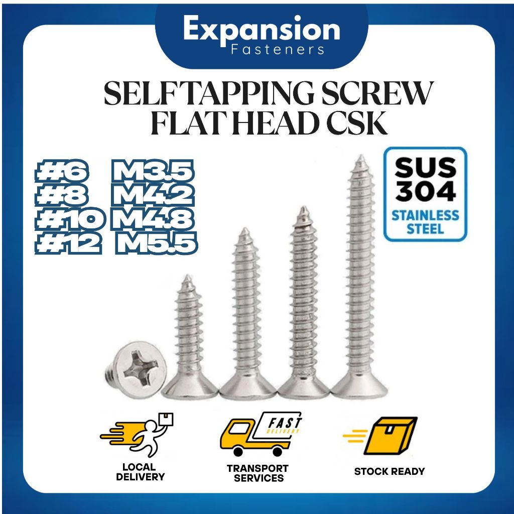 SELF TAPPING SCREW Stainless Steel SUS 304 CSKSTS Self Tapping Screw ...
