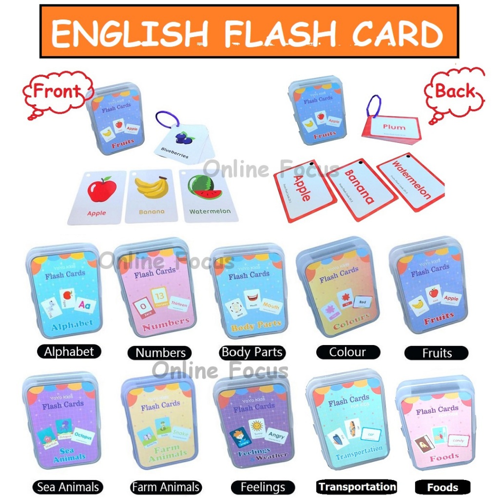 Kad Imbas Bayi Belajar Awal ABC Nombor Haiwan Buah – Waterproof Flash ...