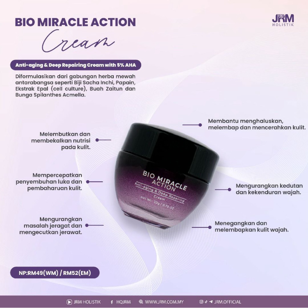 JRM - Bio Miracle Action Cream (Krim Penjagaan Kulit Harian) | Shopee ...