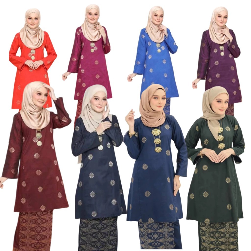 Baju Kurung Pahang Songket Cotton Tenun Bunga Tabur, Baju kurung moden ...