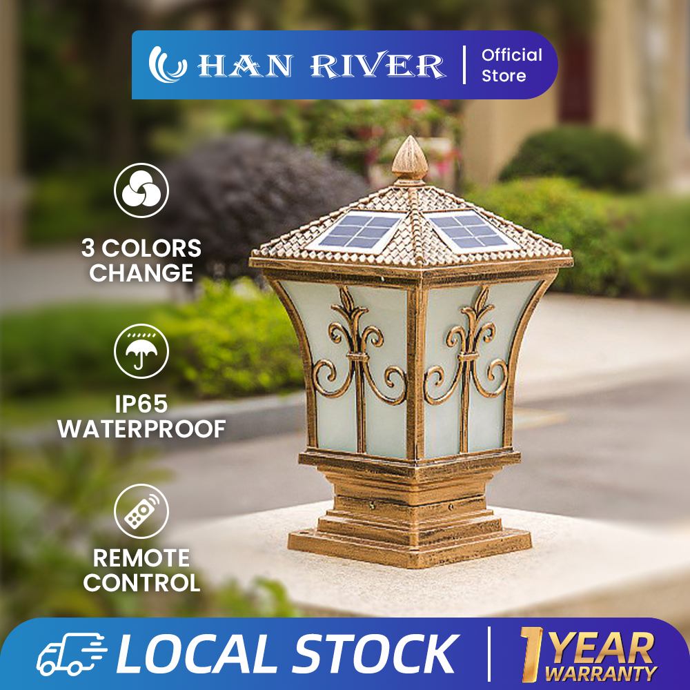 HAN RIVER 3Color 10W Lampu Solar IP65 Waterproof Solar Pillar Light ...