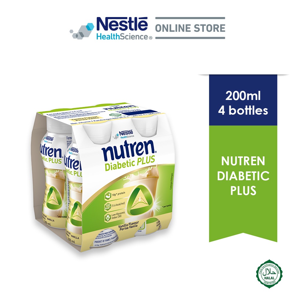 NESTLE Nutren Diabetic Plus 200ml Glucose control Vanilla Flavour Drink ...