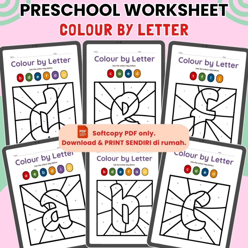 [PDF] COLOUR BY LETTER - Children Learning Kids Preschool Kindergarten ...