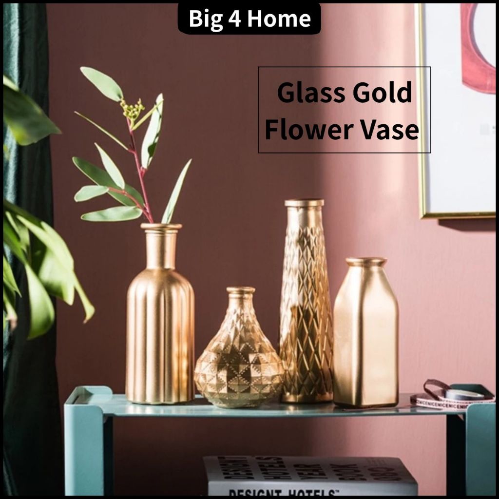 Flower Gold Vase Glass Nordic Vas Pasu Bunga Hiasan Kaca Pasu Gold ...