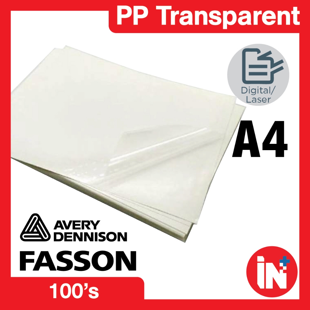 FASSON PP Clear Transparent 100's A4 Label Sticker Avery Dennison PPNG ...