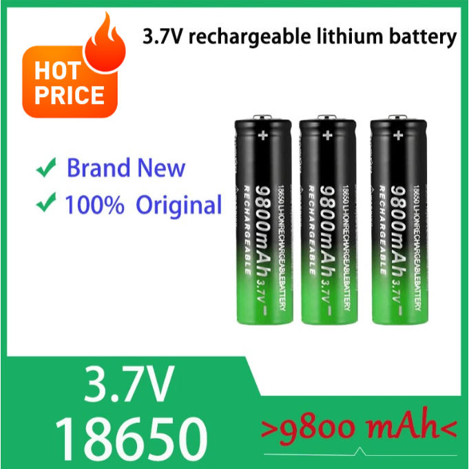2025 100% New 18650 3.7V 9800mAh Rechargeable Battery For Flashlight Torch headlamp Li-ion ...