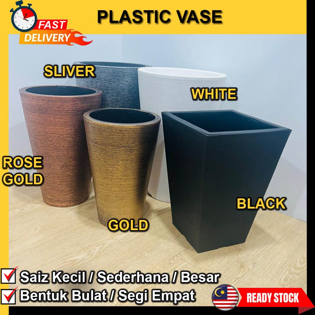 Plastic Flower Pot PVC Vase Pasu Plastik Tinggi Pasu Bunga Hiasan Pasu ...