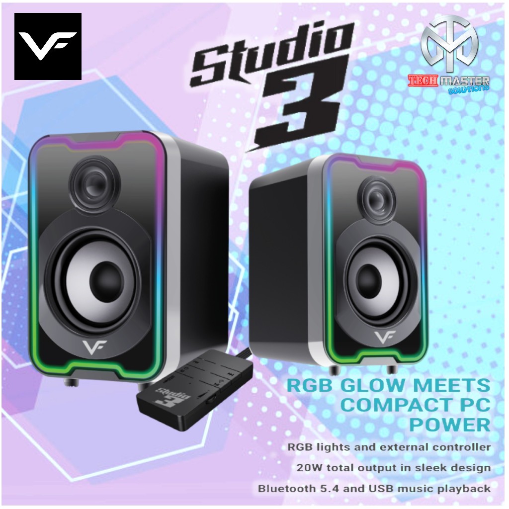 Vinnfier VF Studio 3 20W USB Powered 2.0 RGB PC Audio Bluetooth Speaker ...